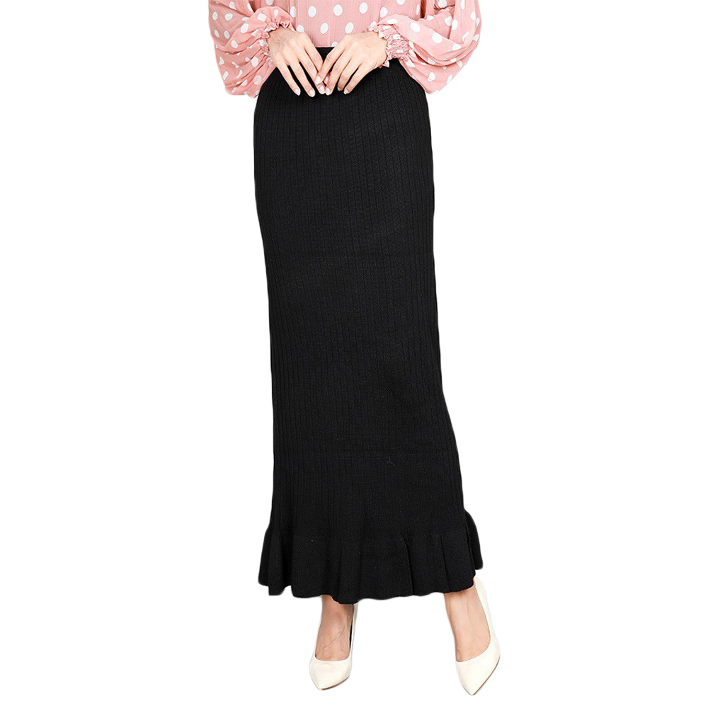 ZANZEN Women Pencil Skirt Maxi Skirt Rok Rajut Span Tebal High Rok ...