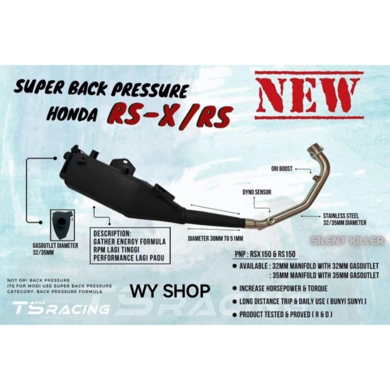 RS150 V1 & V2 RS-X 150 RSX150 TS RACING SUPER BACK PRESSURE SIZE 32-32 ...