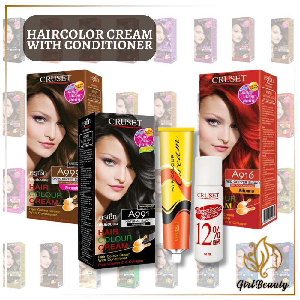 CRUSET NEW FORMULA HAIR COLOR CREAM WITH CONDITIONER +VITAMIN C & COLLAGEN | Shopee Malaysia