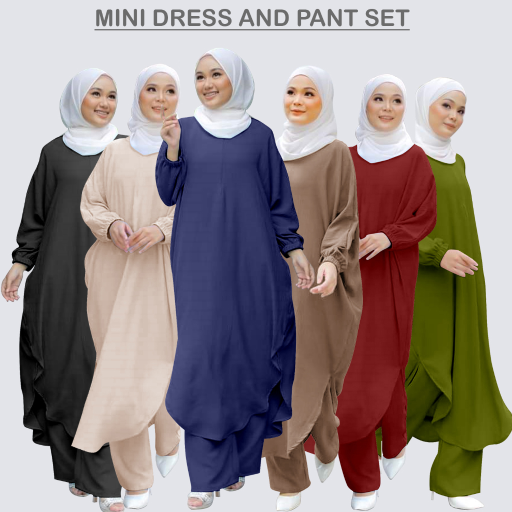 SET BLOUSE LABUH DAN SELUAR IRONLESS WOMEN DRESS / MINI DRESS AND PANT ...
