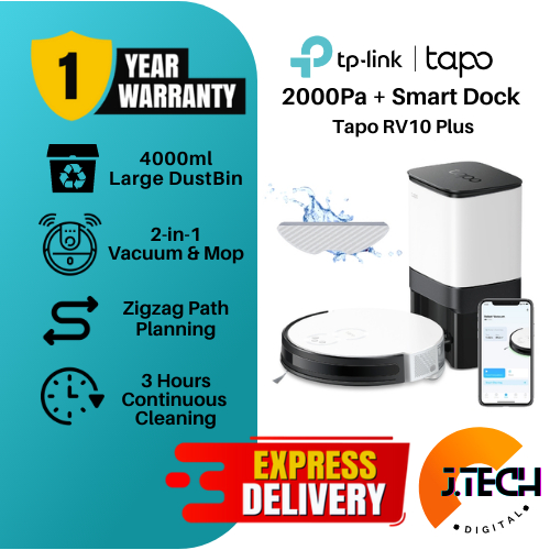 Robot Vacuum Cleaner & Mop Tapo RV10 Plus Smart Auto Empty Dock - 4L Large Dust Bag [Xiaomi ...