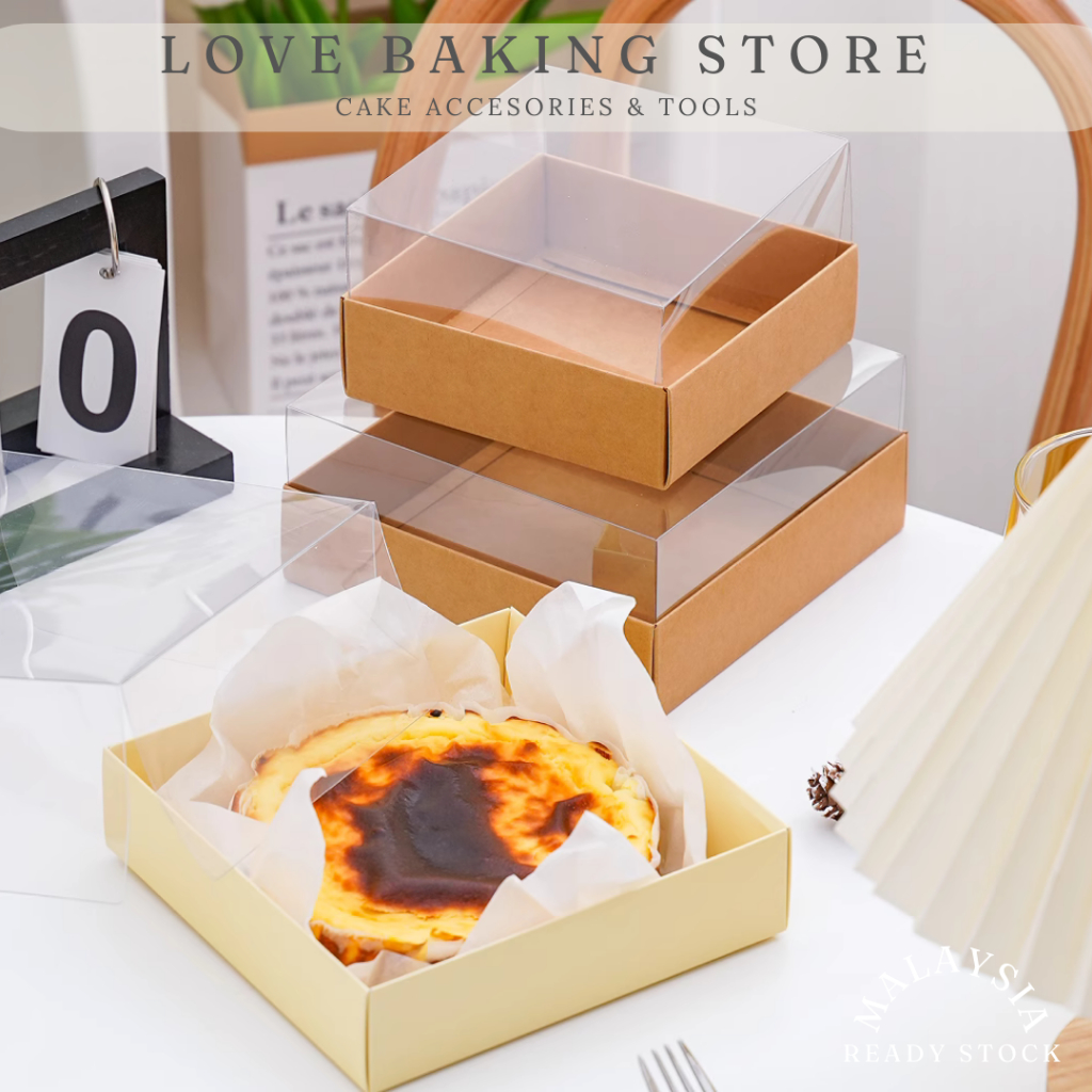 LBS • Ins Style 4inch 6inch Basque Cheesecake Box Transparent Pastry ...