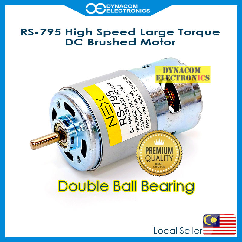 RS-795 DC12V~24V Double Ball Bearing Round Shaft High Speed Large ...