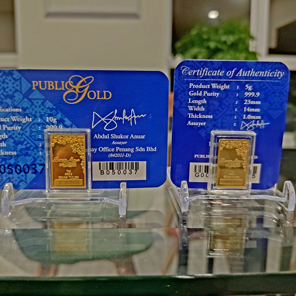Gold Bar Emas 5g 10g Bunga Mas 1 Dinar PG Public Gold 999.9 | Shopee ...
