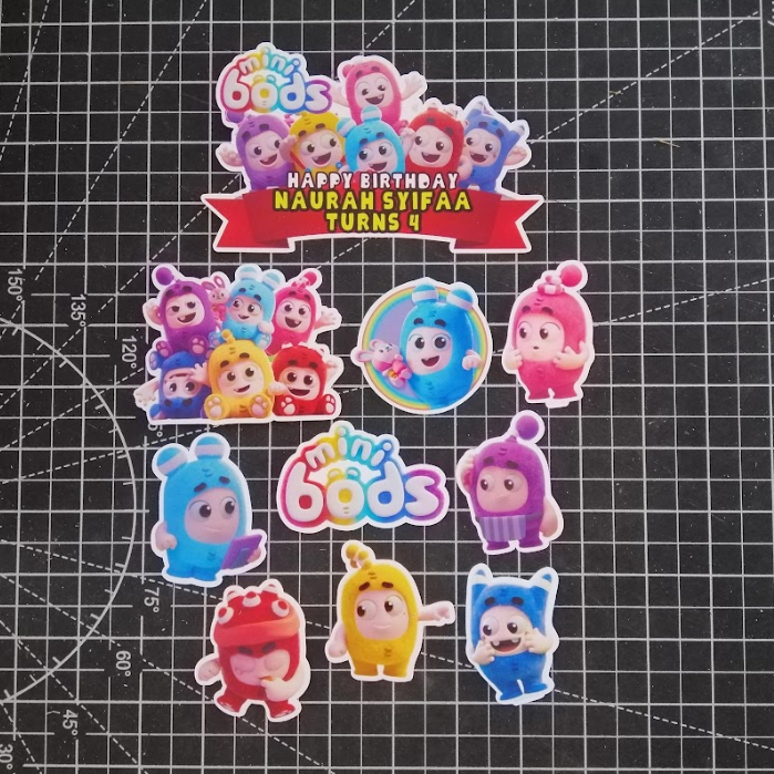 [CUSTOM NAME] Happy Birthday Cake Topper Minibods Decoration Set Party ...