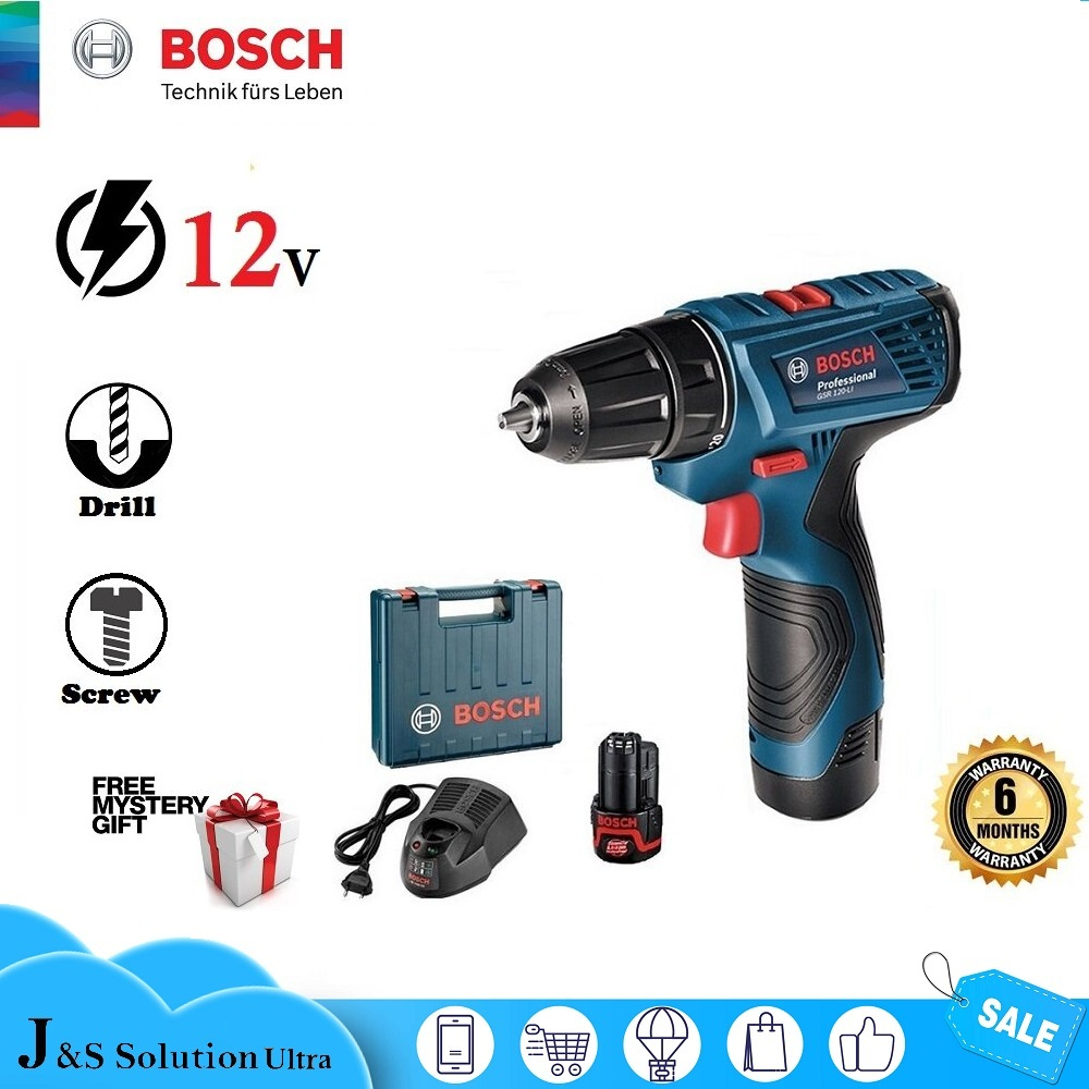 BOSCH GSR 120-LI GEN2 Cordless Drill Driver c/w 2pcs 12V Battery, 12V ...