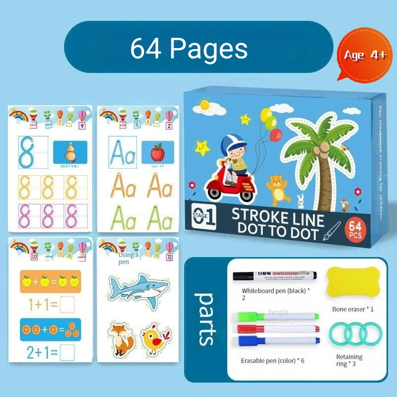 136 Pages Magic Tracing Book for Kids Pre-school Writing Books Reusable ...