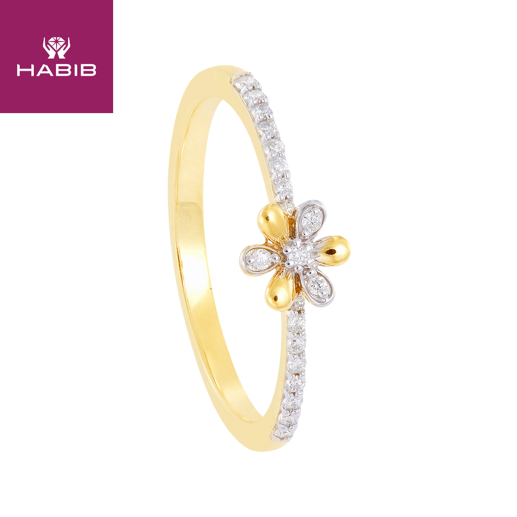 HABIB Flower Straight Band Diamond Ring in 375/9K Yellow Gold 265111022 ...