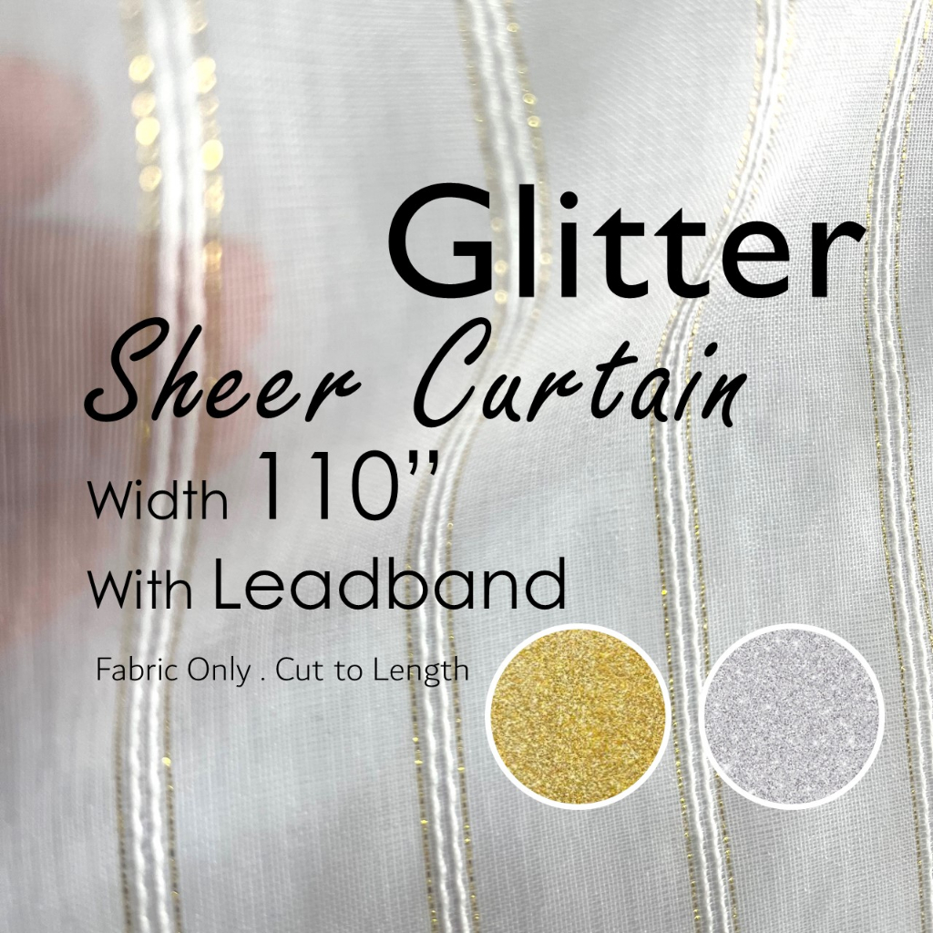 GLITTER Bidang 110" Kain Langsir Jarang Kilat Potong Meter Shining Gold ...