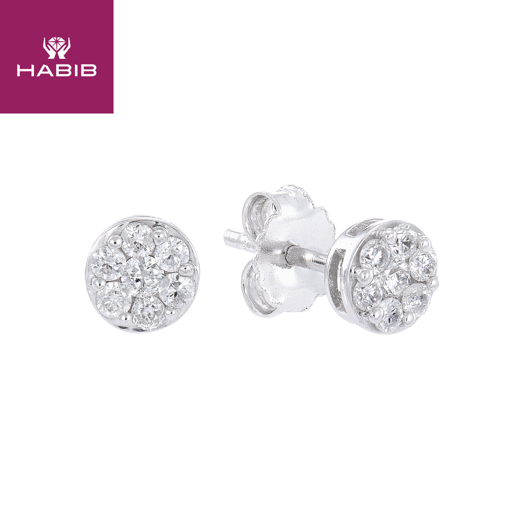 HABIB Diamond Earrings in 375/9K White Gold 559390822(E) | Shopee Malaysia