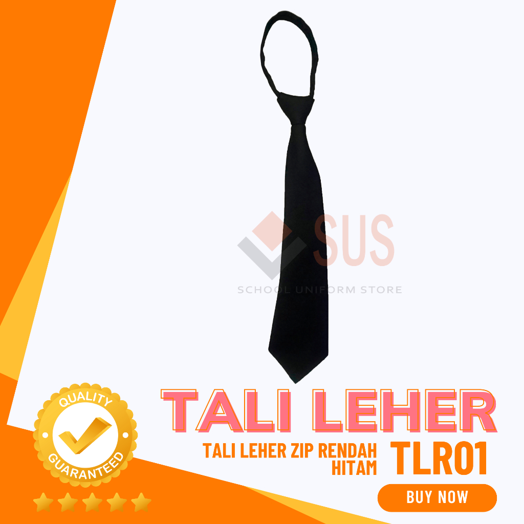 TIE BUDAK HITAM / TALI LEHER PENGAWAS SEKOLAH RENDAH JENIS ZIP HITAM ...