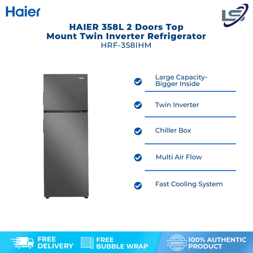 HAIER 358L 2 Doors Top Mount Twin Inverter Refrigerator HRF-358IHM ...