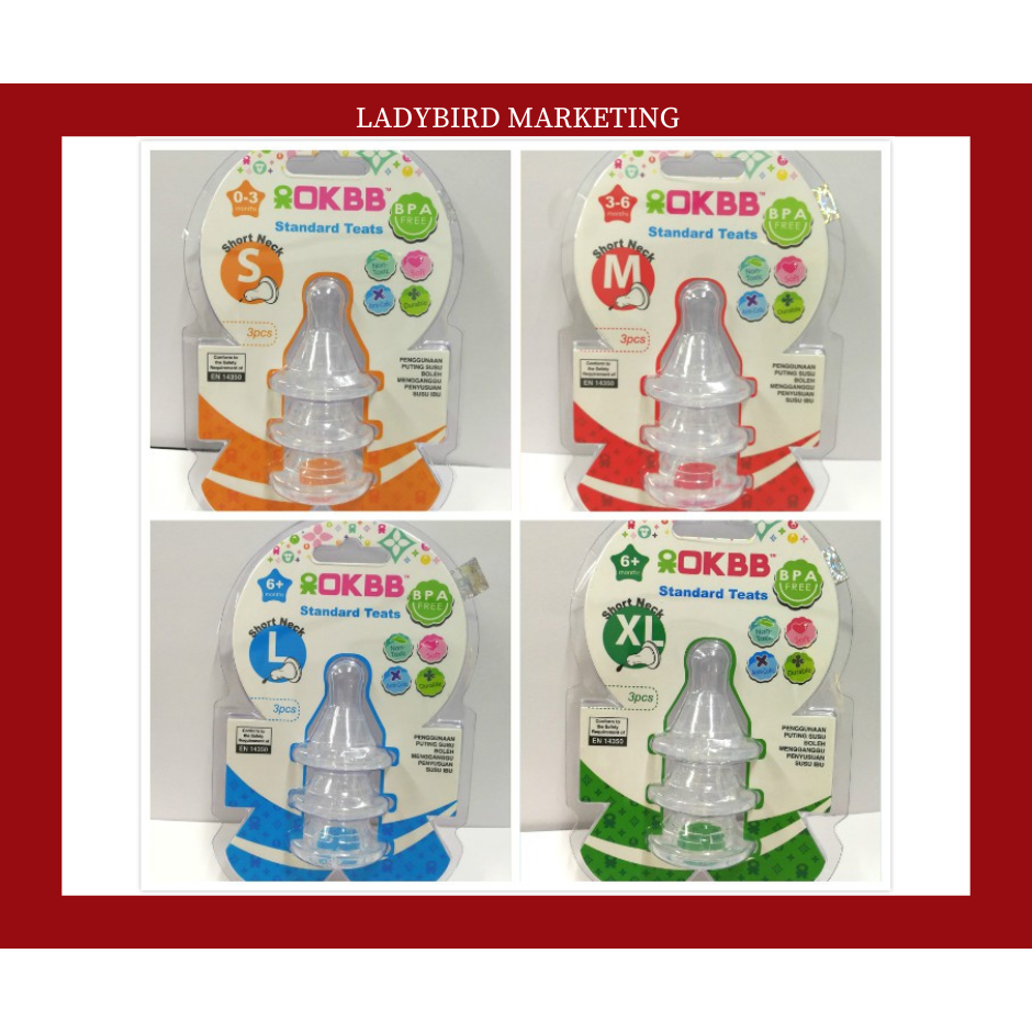 【OKBB】Standard Teats / Nipples 3‘S（ SHORT NECK ）/ Puting Bayi | Shopee ...