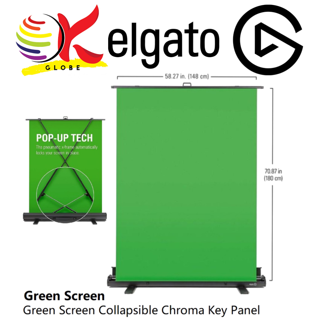 ELGATO GREEN SCREEN COLLAPSIBLE CHROME KEY PANEL WITH POP UP TECH ...