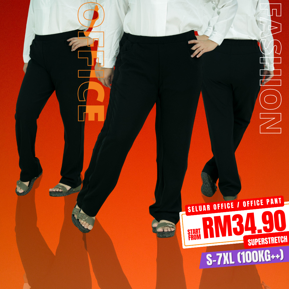 CY 208 (S-7XL) PLUS SIZE WOMAN CASUAL OFFICE PANT / STRECTAHBLE LONG PANTS BIG /SELUAR HITAM ...