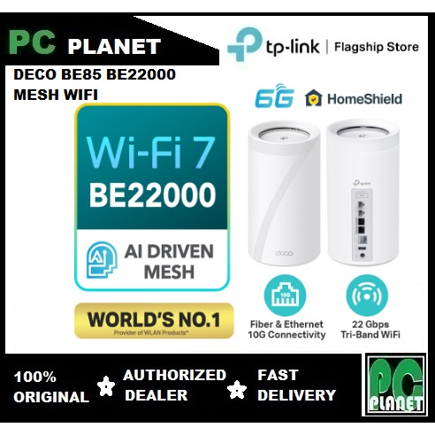 TP-Link Deco BE85 BE22000 WiFi 7 Tri-Band Whole Home AI-Driven Mesh ...