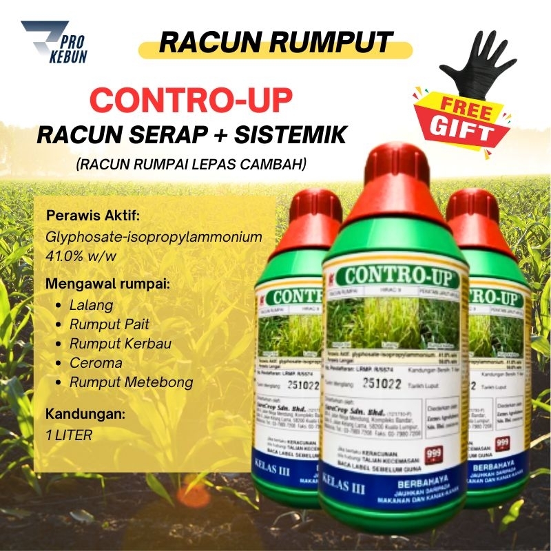 Contro-Up Herbicide 1 Liter Racun Rumput Mati Akar Tahan Lama Racun ...
