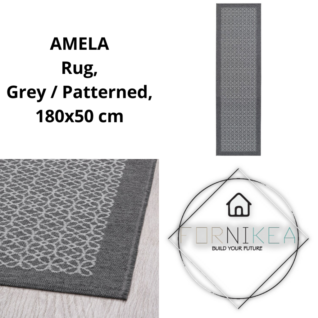 IKEA AMELA Rug, grey/patterned, 180x50 cm | Shopee Malaysia