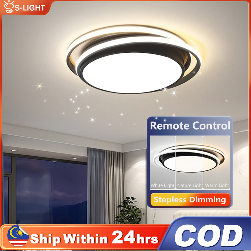 Led Ceiling Light Modern Lampu Siling Ruang Tamu Acrylic Ultra Ceiling Light Tri Color 4048w