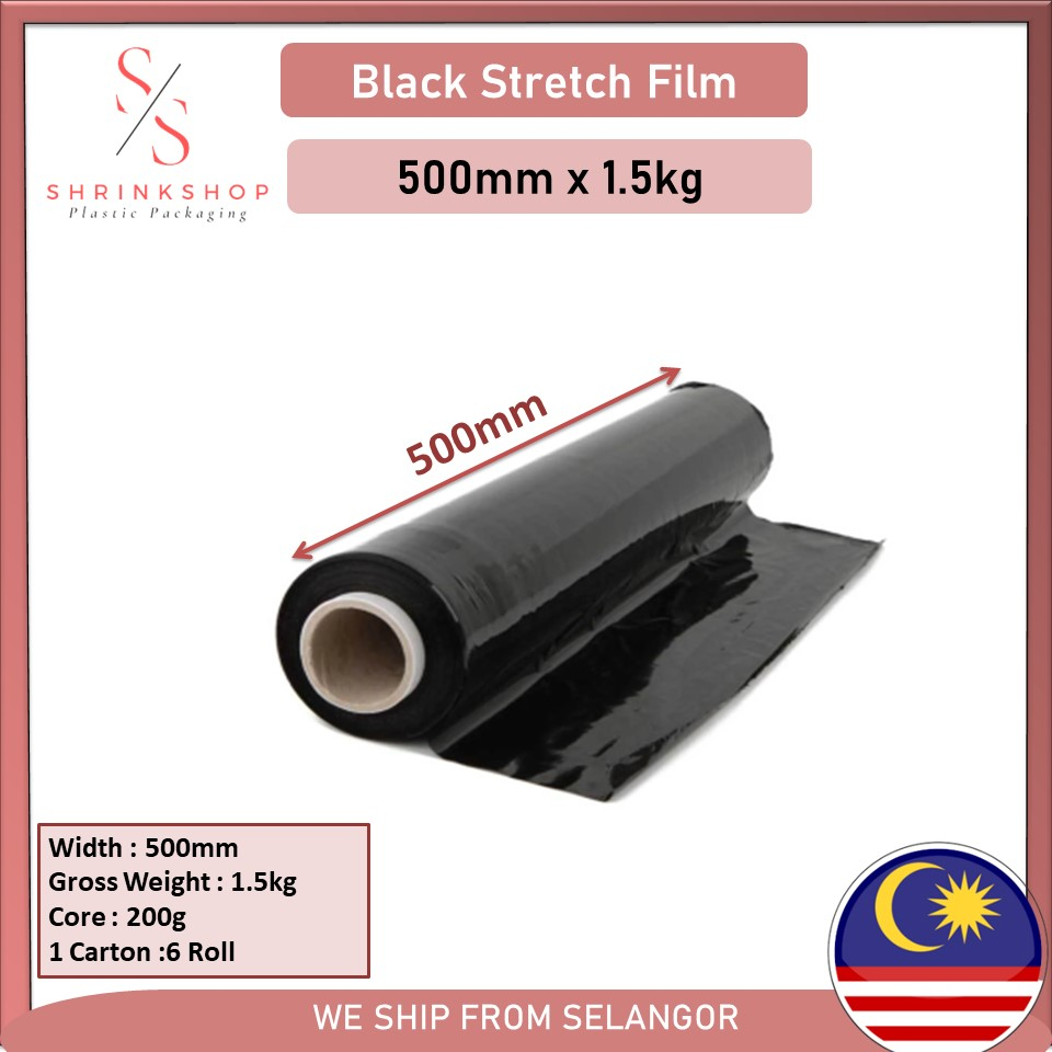 Black Stretch Film 500mm x 1.5kg (Core-200g) | Shopee Malaysia