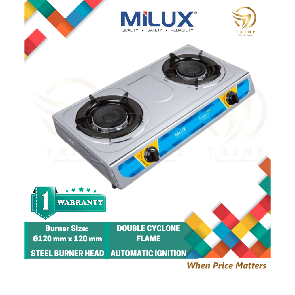 Milux 2.48kw Double Cyclone Flame 2 Burner Gas Cooker / Stove MSS-1222 ...