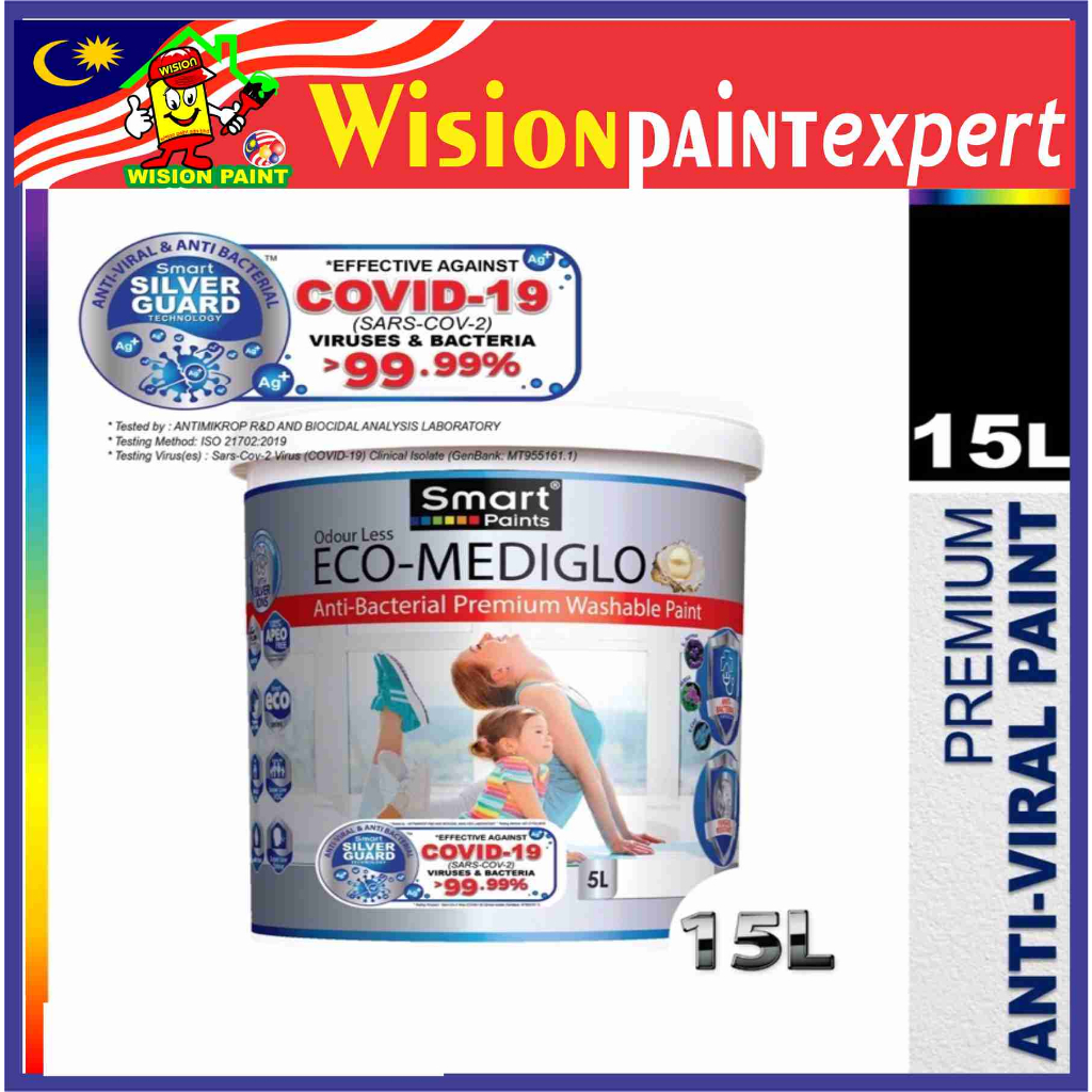 15 LITER Smart Paints Odour Less ECO-MEDIGLO / ECO MEDI GLO INTERIOR PAINT / Cat Rumah Dalam 15L ...