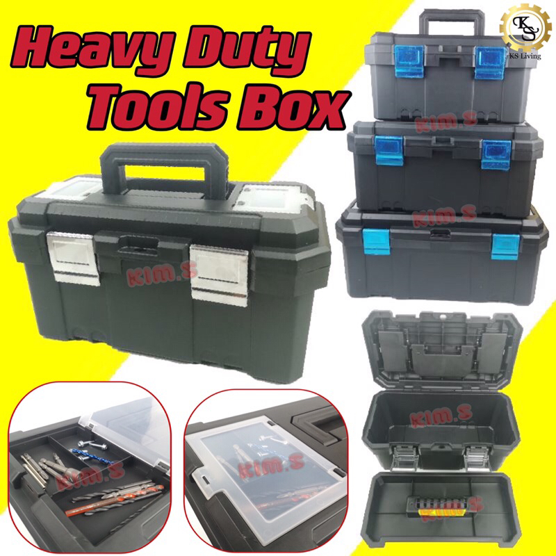 Kim.S Heavy Duty Tools Box Multi Layer Plastic Tools Box Inner Tray PVC Tool Box Storage Larger ...