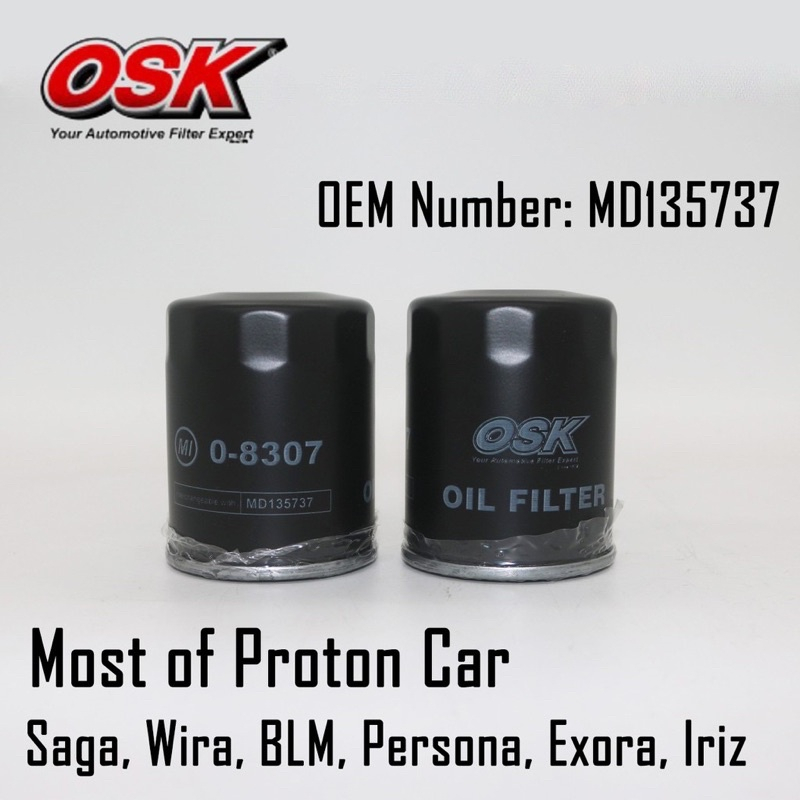 OSK Oil Filter Proton Wira Iswara Saga Gen 2 Waja Persona Preve Exora ...