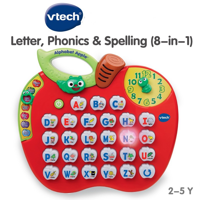 VTech 8 In 1 Alphanet Apple Spelling Phonics Letter Counting Electronic ...
