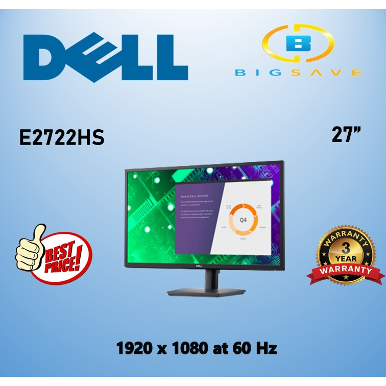 DELL 27" E2722HS FULL HD MONITOR ( 1920 x 1080 at 60 Hz) | Shopee Malaysia