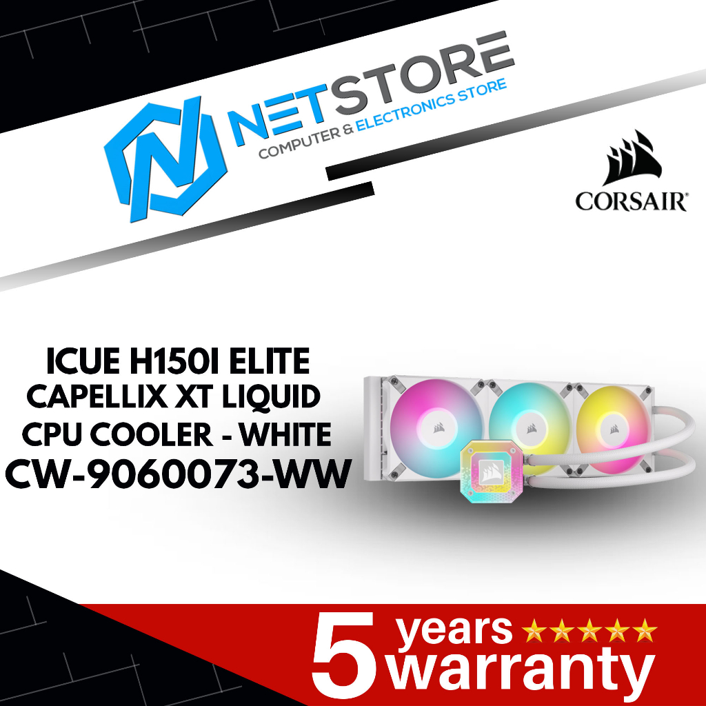 CORSAIR ICUE H150I ELITE CAPELLIX XT LIQUID CPU COOLER - WHITE CW ...