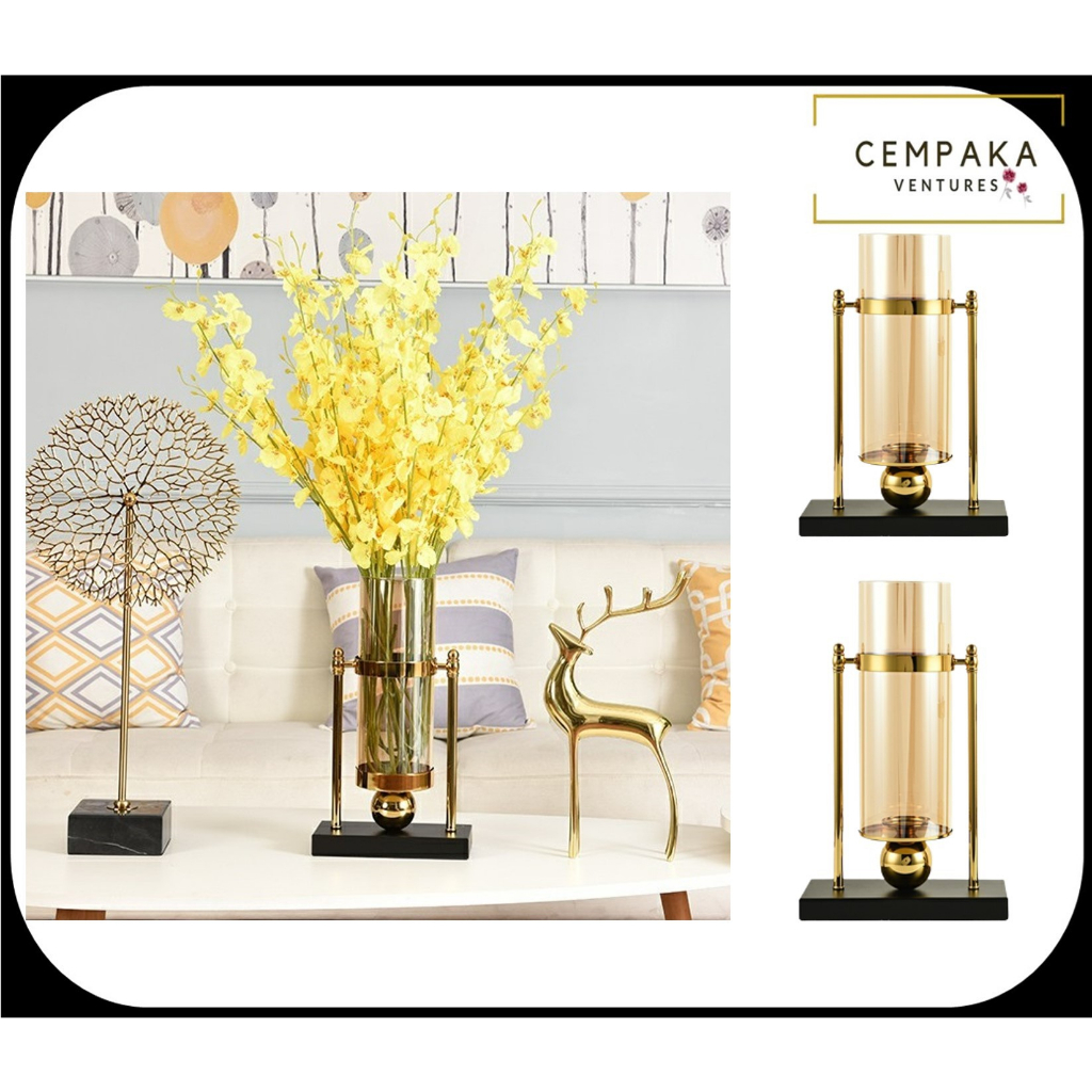 Oliver Gold Glass Modern Vase | Pasu Moden Hiasan Pasu Bunga Murah Pasu ...