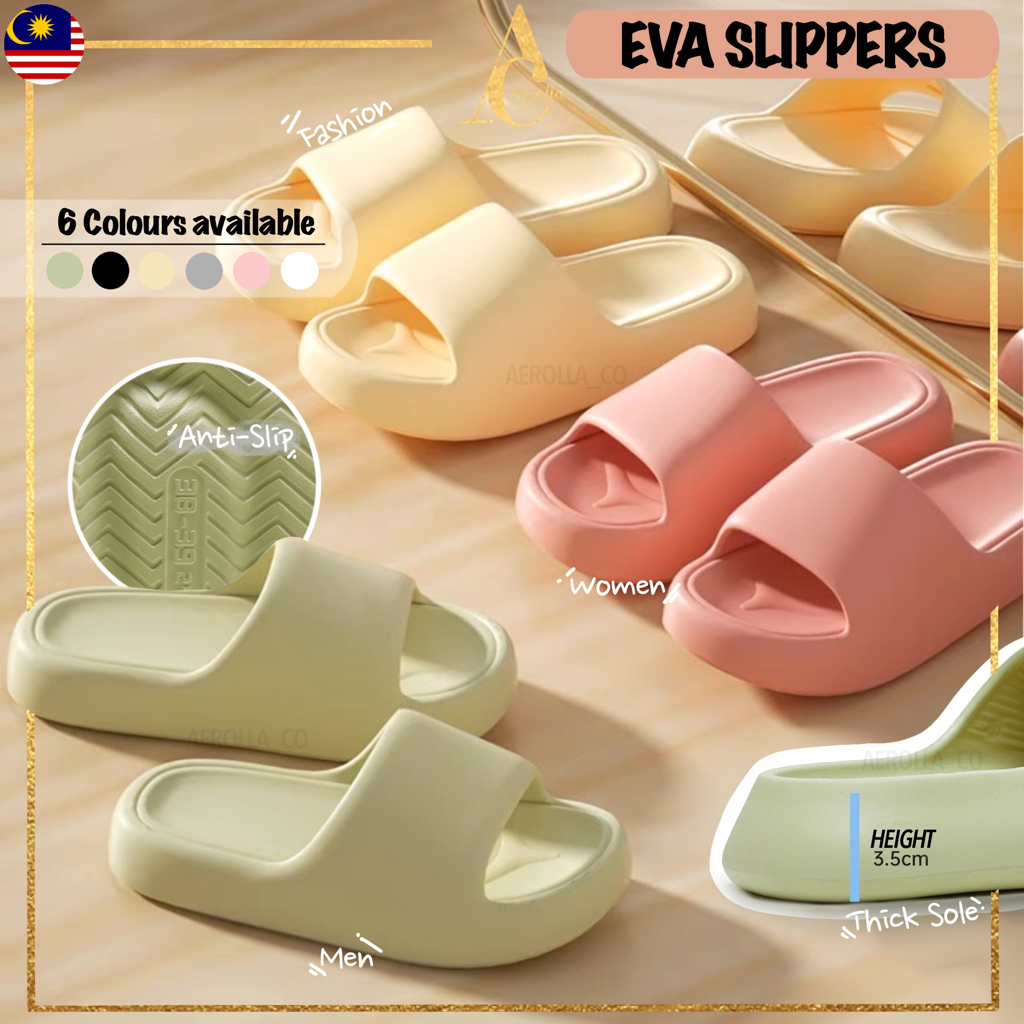 [NEW] EVA Slippers 3.5cm Thick Sole Shoes AntiSlip Sandal Indoor Women ...