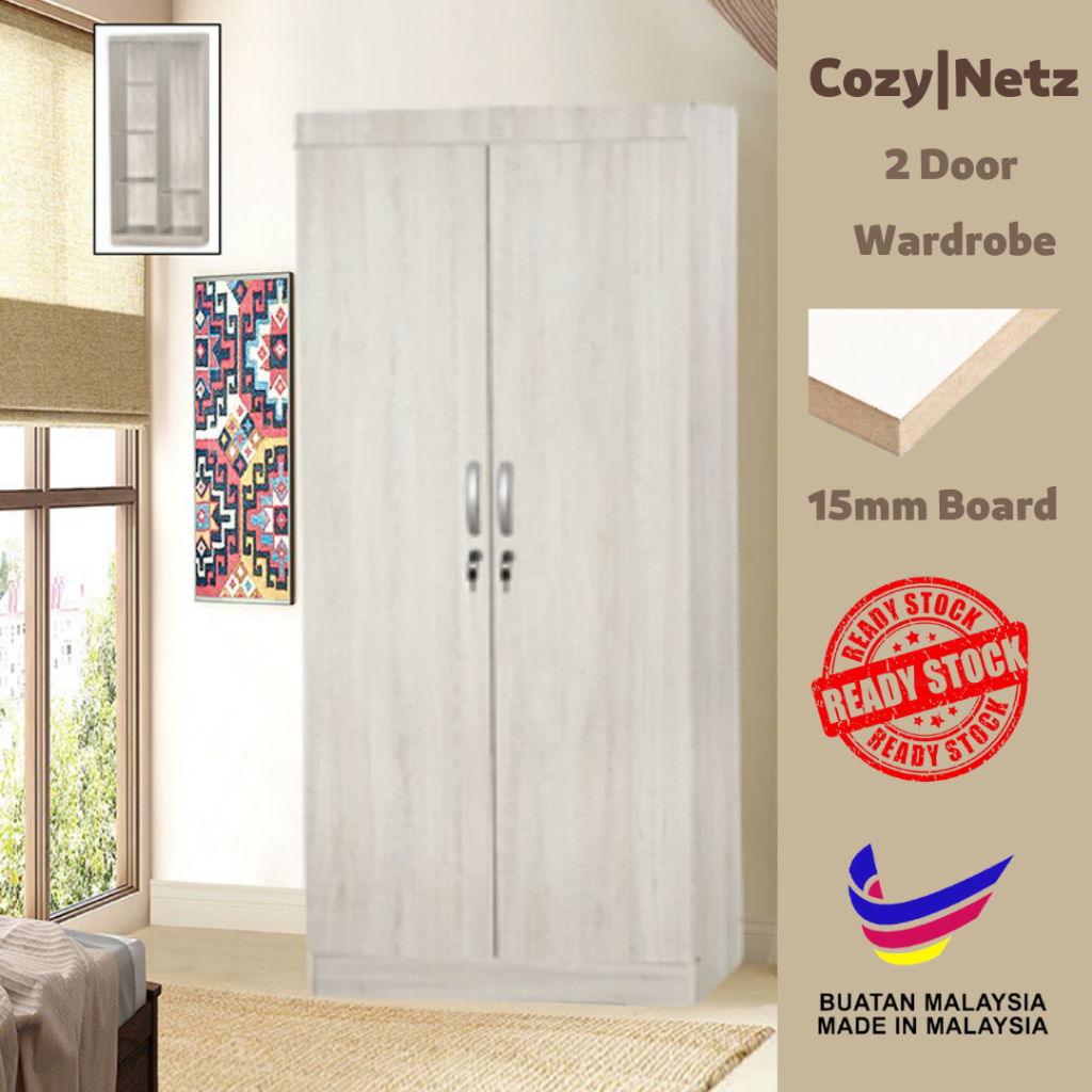 [With2Locks][180cm x80cm] CozyNetz 2 Door Wardrobe With Locks And ...