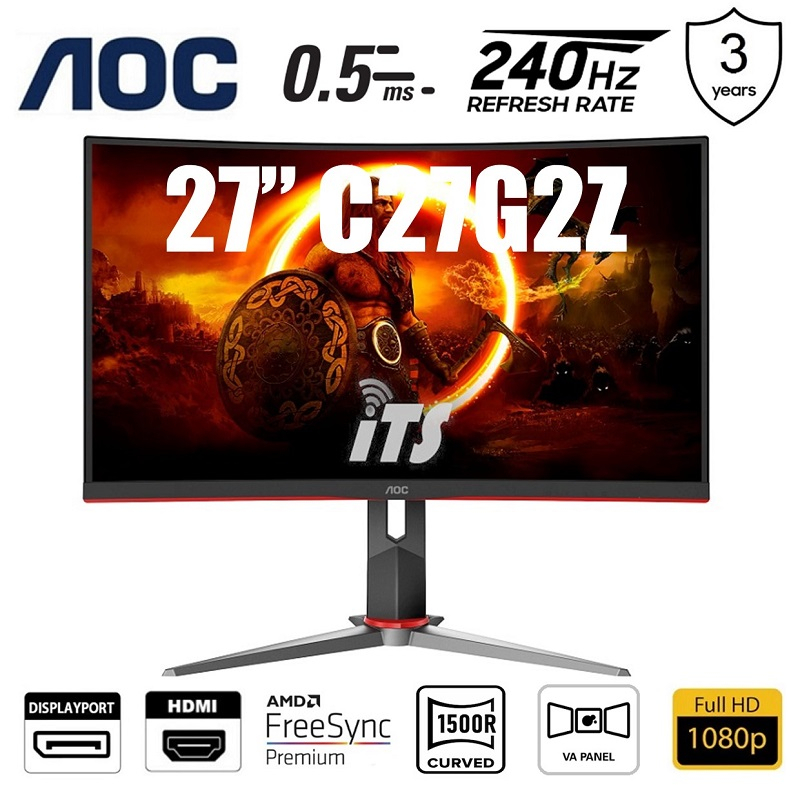 AOC 27" C27G2Z 0.5ms 240Hz Curved Gaming Monitor (Freesync Premium ...
