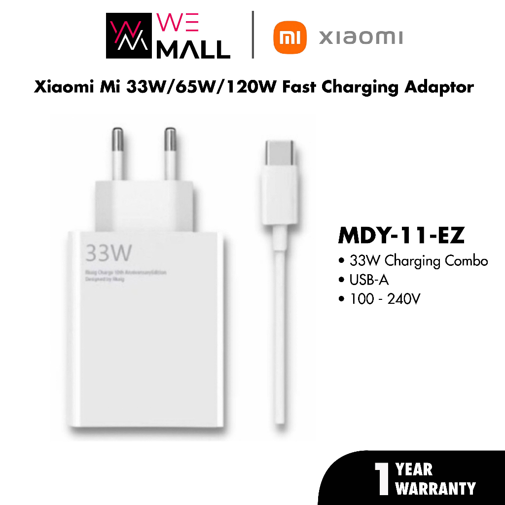 Xiaomi Mi 33W/65W/120W Fast Charging Power Adapter MDY-11-EZ/MDY-13-EE ...