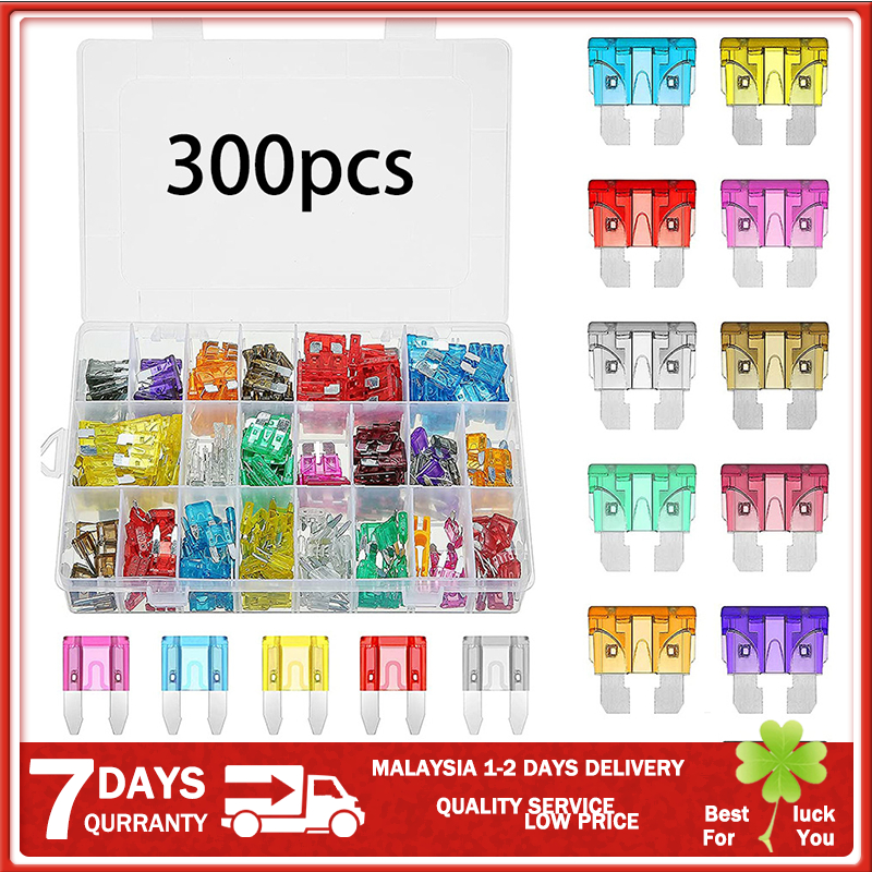 300pcs Car Blade Fuse Assortment Kit Mini Micro Small Medium Blade Kit Auto Truck Van ...