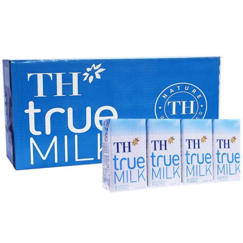 TH True MILK Swweetened/ Less Sugar UHT Fresh Milk 1 Carton (180ml x 48 ...