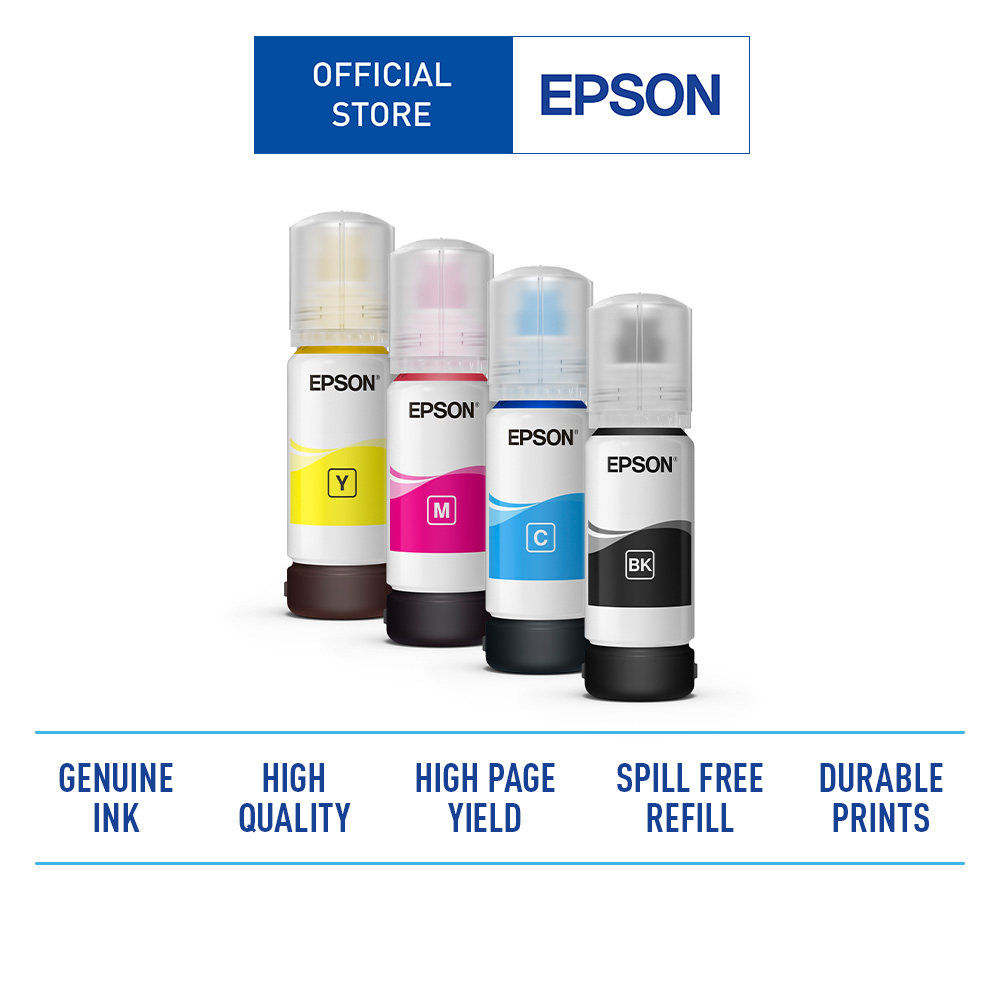 Epson 003 Original Refill Ink Bottle Dye Cartridge with Ultra High Capacity (Black, Cyan ...