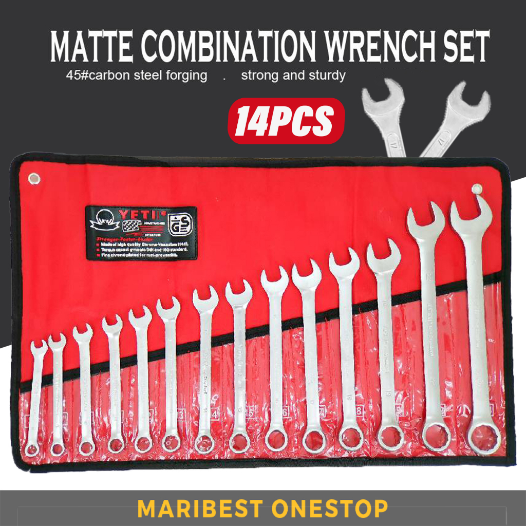 14PCS YETI CRV Combination Spanner Set Spanar Tool Combination Wrench ...