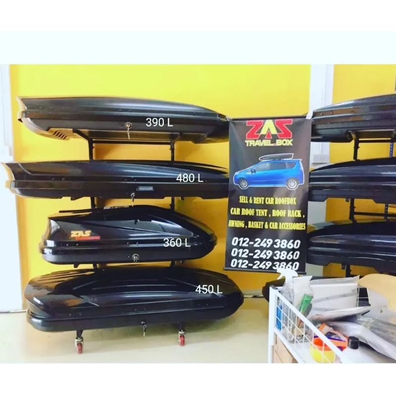 car cargo roofbox luggage carrier roof rack cross bars tong hitam atas ...