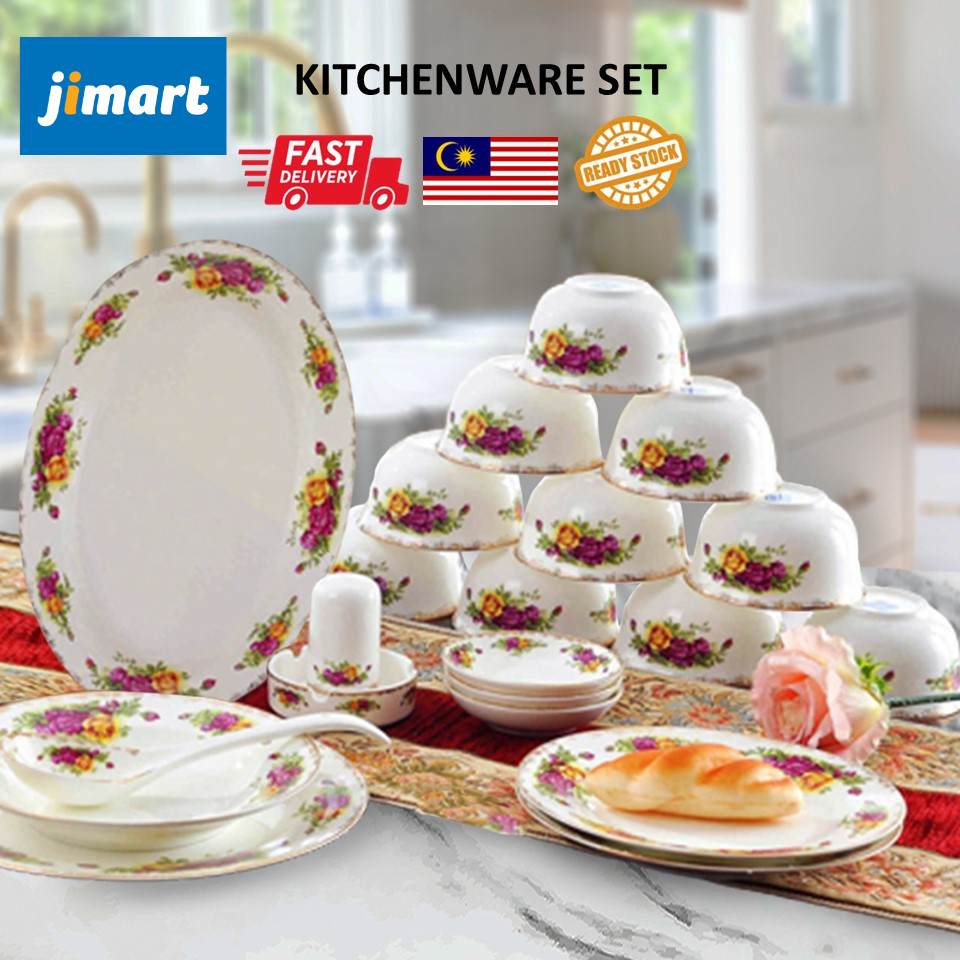 Jimart Kitchenware Set Plates Soup Bowl Colorful Plastic Melamine Set ...