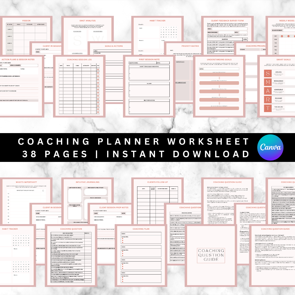Coaching Session Planners Worksheets |Coaching Toolkit |Coaching ...