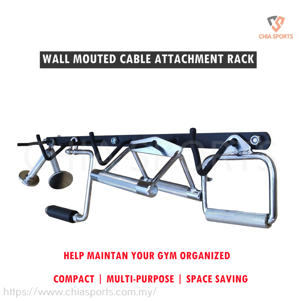 Wall Mounted Cable Machine Attachment Rack Lat Pulldown Handles Storage ...