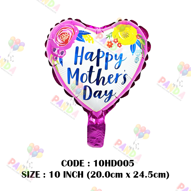 [panda] 10 Inch Printed Happy Mothers Day And Love You Mom Foil Balloon