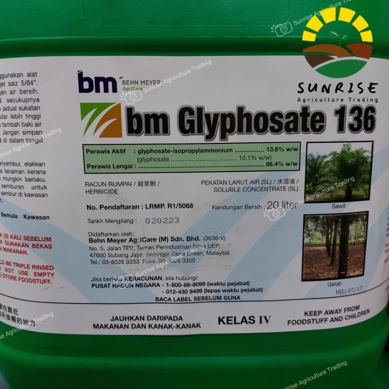 20L bm Glyphosate 136 (Rumput) Behn Meyer / Rumput Kerbau / Semalu ...