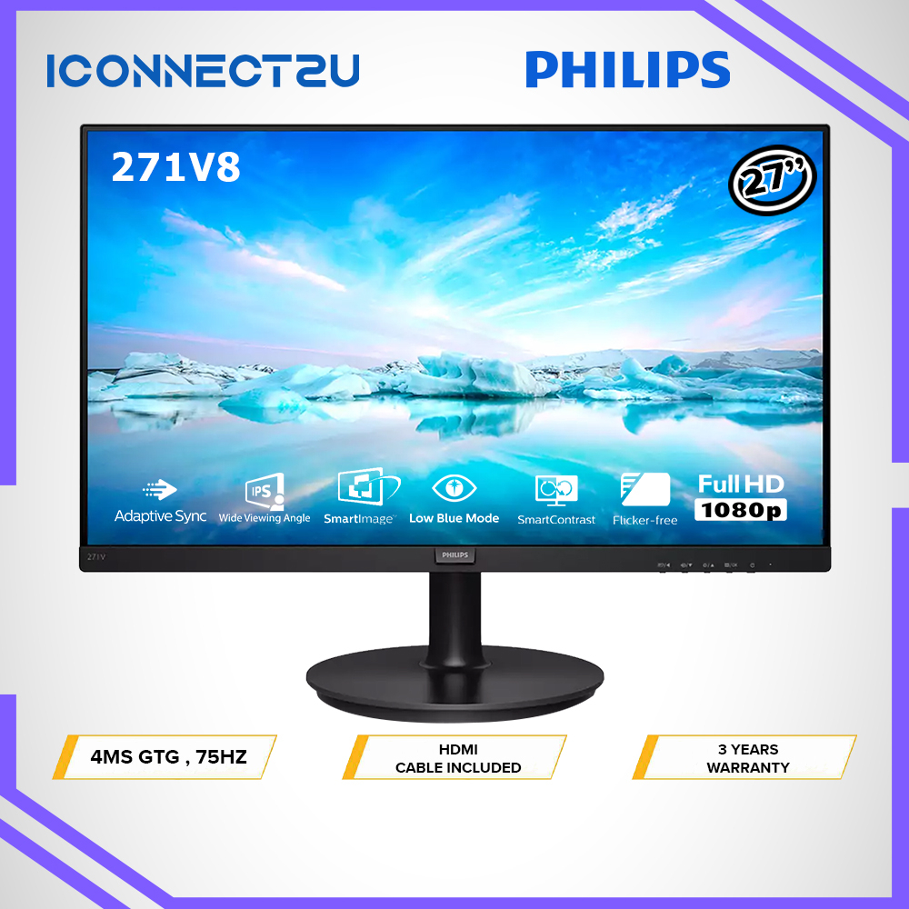 Philips 271V8 27" FULL HD IPS 75Hz Adaptive Sync LED Monitor | Shopee Malaysia