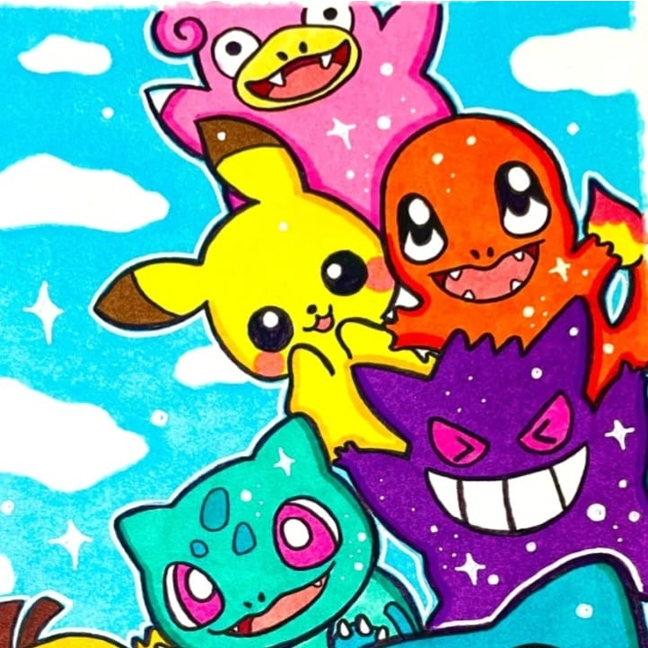 (Ready Stock) Doraemon Pokemon Diy Oil Painting 20*20cm with Frame Oil ...