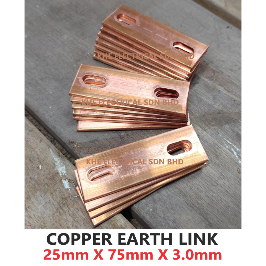 25mm X 75mm X 3.0mm Trunking Copper Earth Link (For Cable Tray/Trunking ...