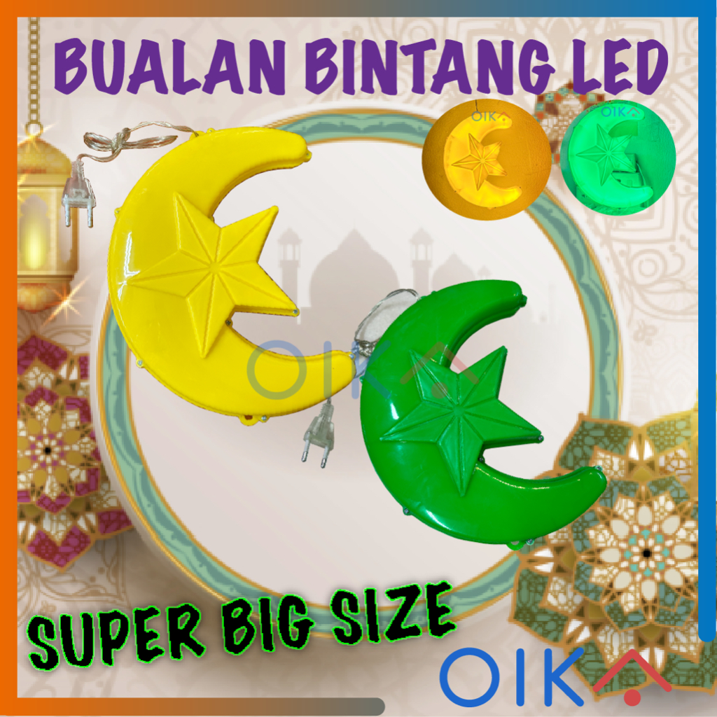 [READY STOCK]Big Size Moon LED Raya Lampu with Starts Bualan Bintang ...